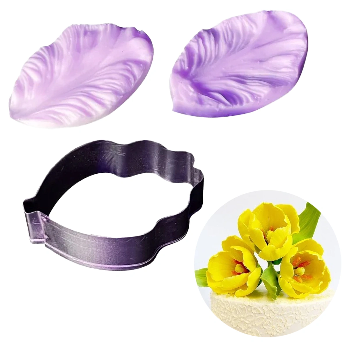 Tulip Triple Cutter and Veiner Set - Makia Pastary Tools